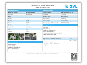 Digital Rabies Vaccination Certificates - GlobalVetLink